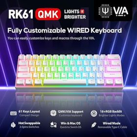 RK Royal Kludge RK61 Wired 60 Percent Mechanical Gaming Keyboard ...