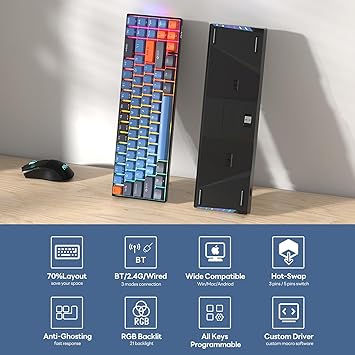 RK71 Wireless Mechanical Keyboard with Hot-Swappable Brown Switches ...